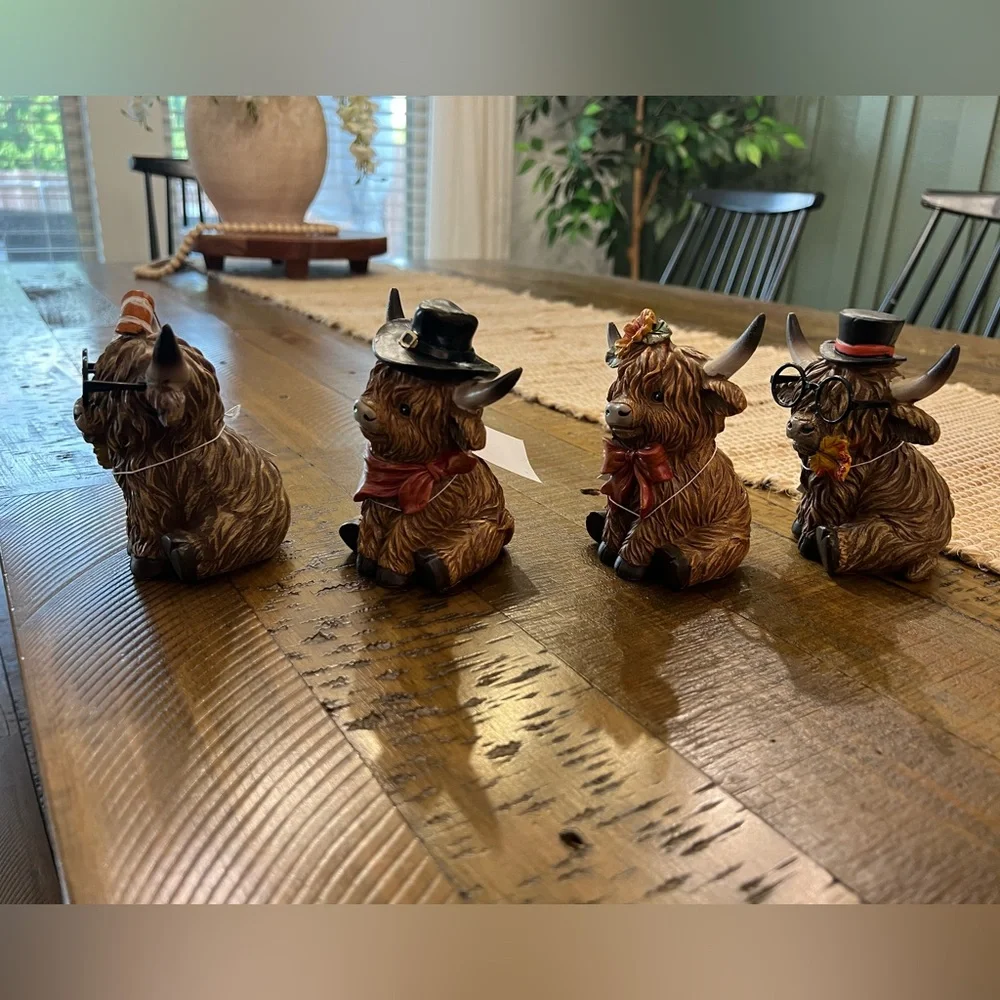 Hobby Lobby | Accents | New Set Of 4 Small Highland Cow Figurines Hobby ...